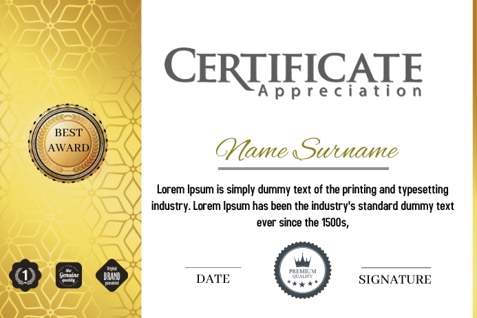 Elegant certificate of achievement modern Template | PosterMyWall