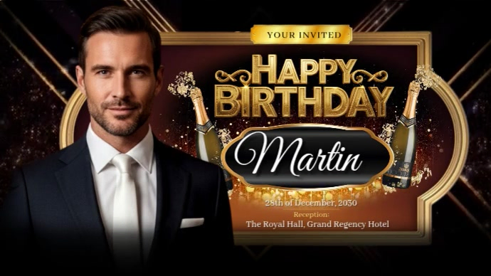 Elegant Champagne Birthday Invitation Template | PosterMyWall