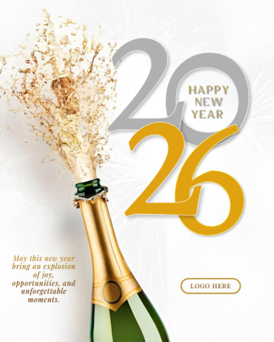 Plantilla de Elegant Champagne Pop Happy New Year 2026 Instagram Post ...
