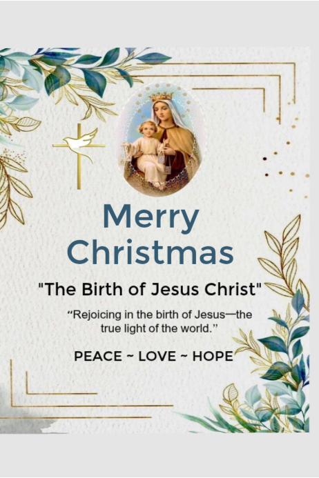 Elegant Christian Merry Christmas Poster with Holy Family Template ...
