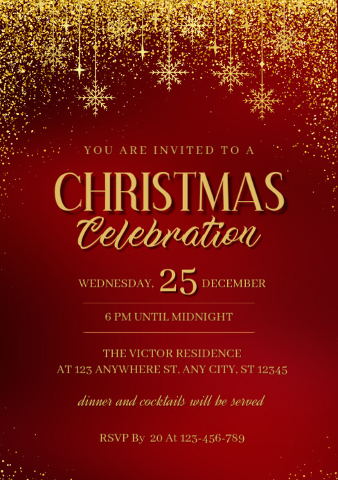 Elegant Christmas Celebration Card A5 Template | PosterMyWall