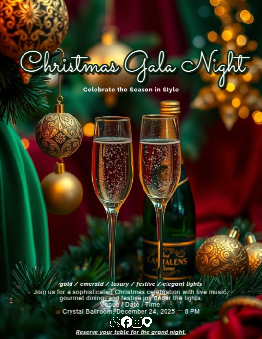 Elegant Christmas Celebration Party Poster Template | PosterMyWall