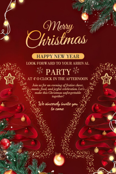 Elegant Christmas Party Invitation Flyer | Editable Holiday Event ...