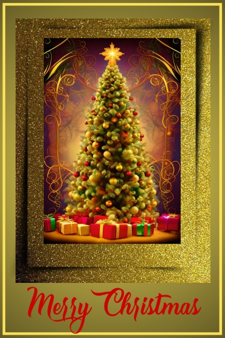 Elegant Christmas postcard in art nouveau sty Template | PosterMyWall