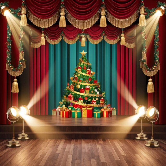 Elegant Christmas Stage Decoration Template | PosterMyWall
