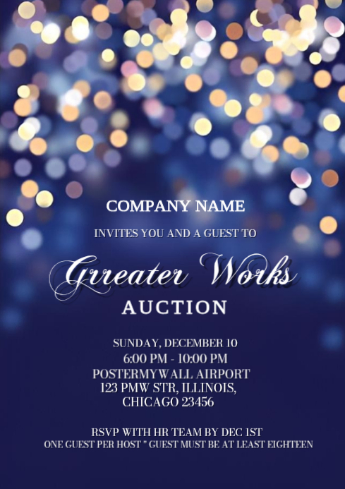 Elegant Corporate Charity Auction Invitation Template | Luxury Blue ...