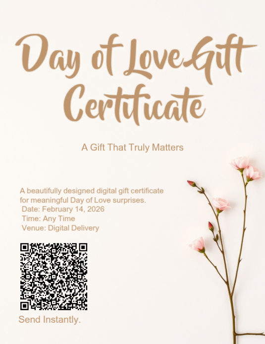 Elegant Day of Love Digital Gift Certificate Template | PosterMyWall