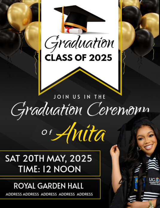 Copy of Elegant editable graduation ceremony invitation card to design ...