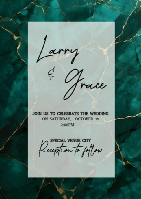 Elegant Emerald Green Wedding Invitation Ca A6 Template | PosterMyWall
