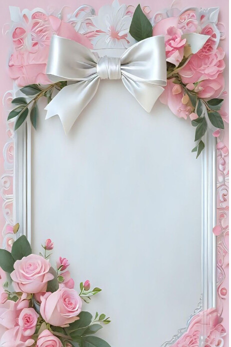 Elegant Floral Frame with Roses & Satin Bow Template | PosterMyWall
