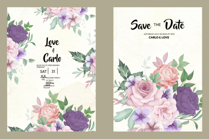 Elegant Floral Wedding Invitation Template | PosterMyWall
