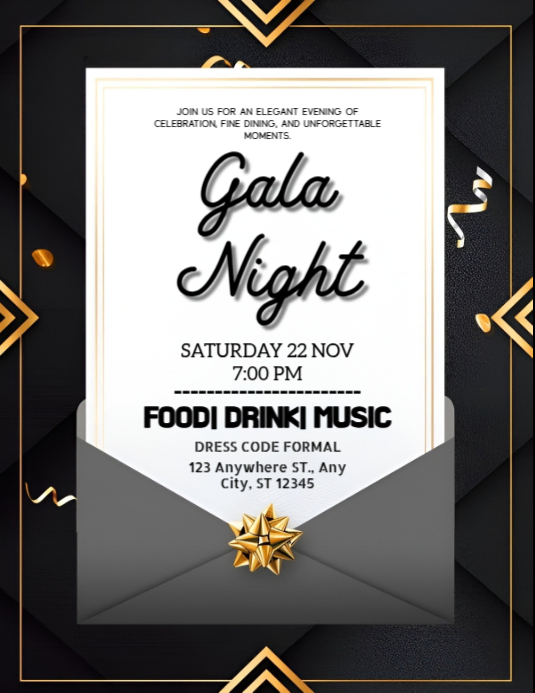 Plantilla de Elegant Gala Night 2026 Flyer Template. | PosterMyWall