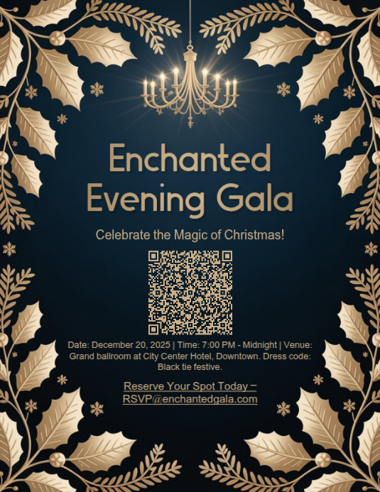 Elegant Gold Foil Christmas Gala Flyer 2025 - Luxe Holiday Design ...