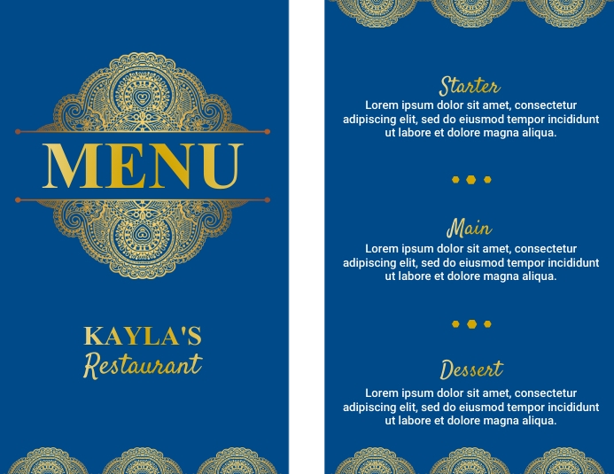 Elegant golden menu template | PosterMyWall