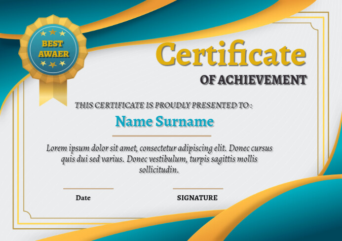 Elegant gradient certificate of achievement Template | PosterMyWall