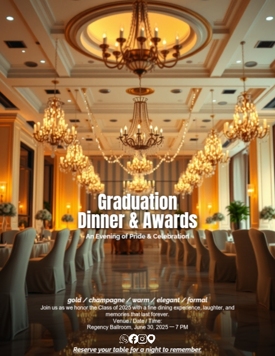 Elegant Graduation Dinner Invitation Flyer Template | PosterMyWall
