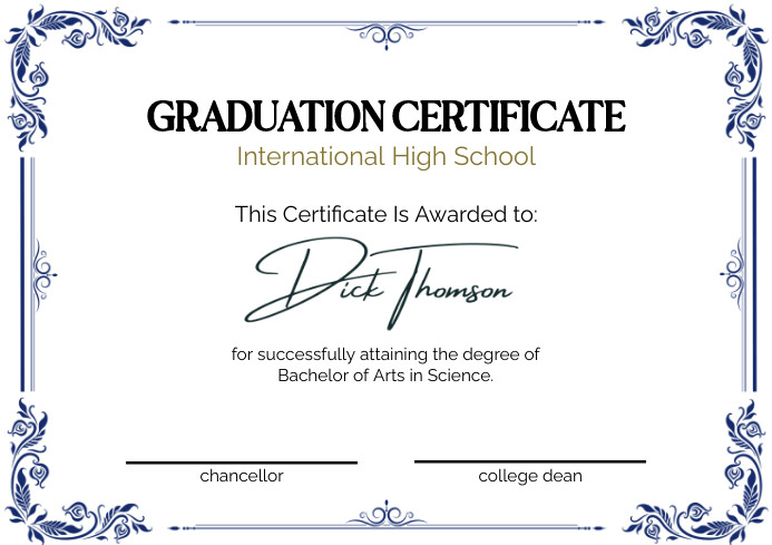Elegant Graduation Diploma Certificate Template | PosterMyWall