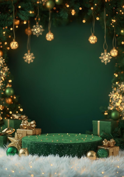Elegant Green & Gold Christmas Display Background Template | PosterMyWall