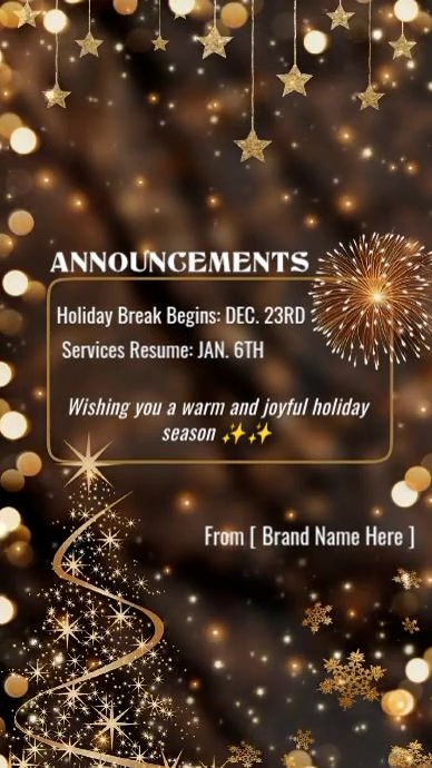 Elegant Holiday Break Announcement – Year-End Office Closure Flyer ...