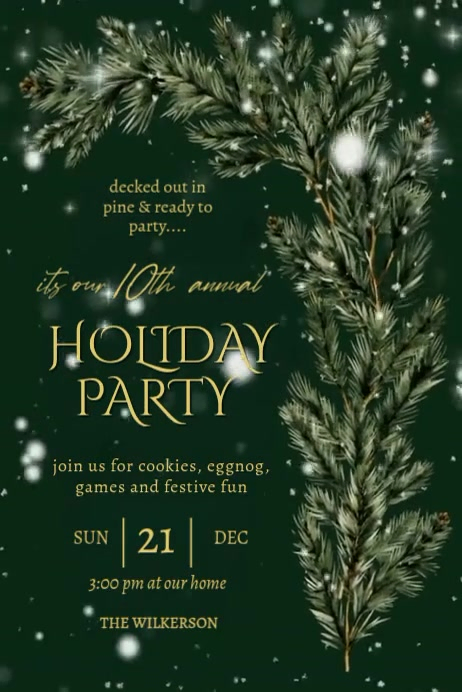 Elegant Holiday Party Invitation Video Template | PosterMyWall
