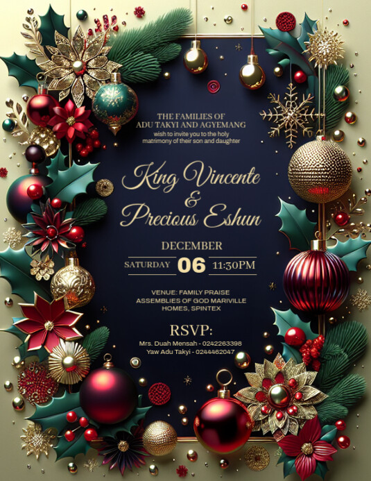 Elegant Holiday Wedding Invitation Template | PosterMyWall