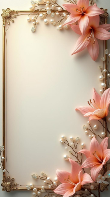 Elegant Lily and Pearl Gold Frame Background Template | PosterMyWall