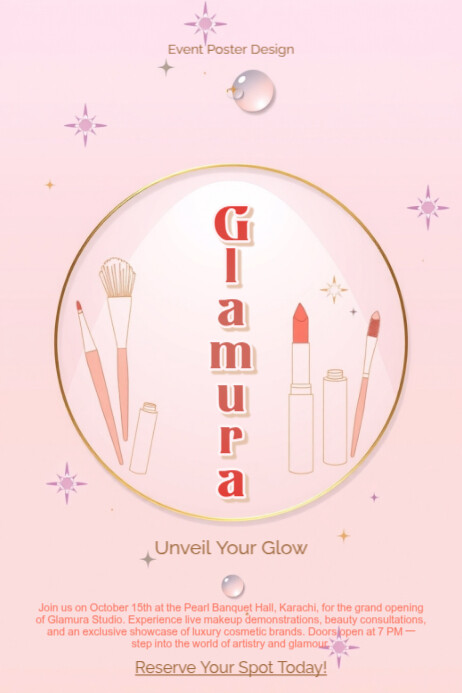 Plantilla de Elegant makeup artist grand opening beauty event poster ...