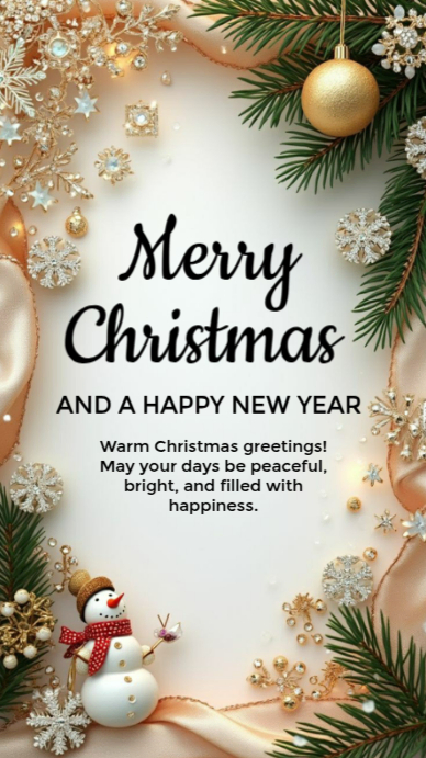 Elegant Merry Christmas & Happy New Year Greeting Template | PosterMyWall