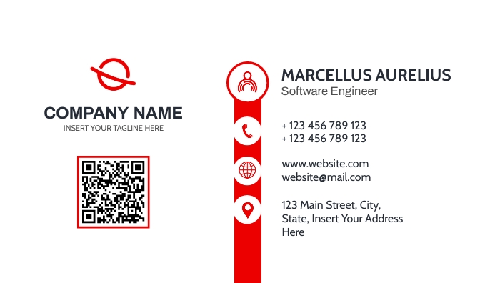 Copy of elegant minimal red and white business card q | PosterMyWall