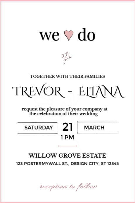 Copy of Elegant Minimalist Wedding Invitation Template | Blush & Black ...