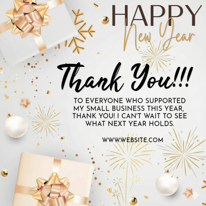 Elegant New Year Thank You Card for Small Business | Editable 2026 ...