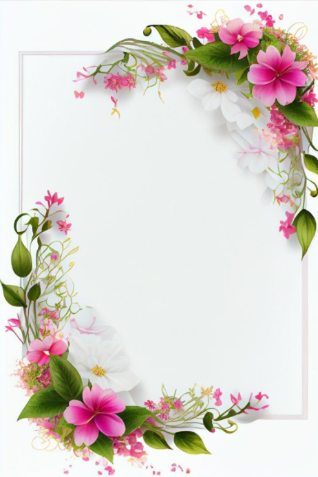 Elegant Pink Floral Frame Border Template | PosterMyWall