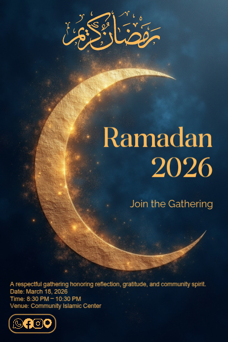 Elegant Ramadan 2026 Poster Template | PosterMyWall