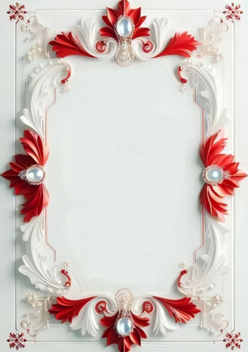 Copy of Elegant red and white floral frame | PosterMyWall