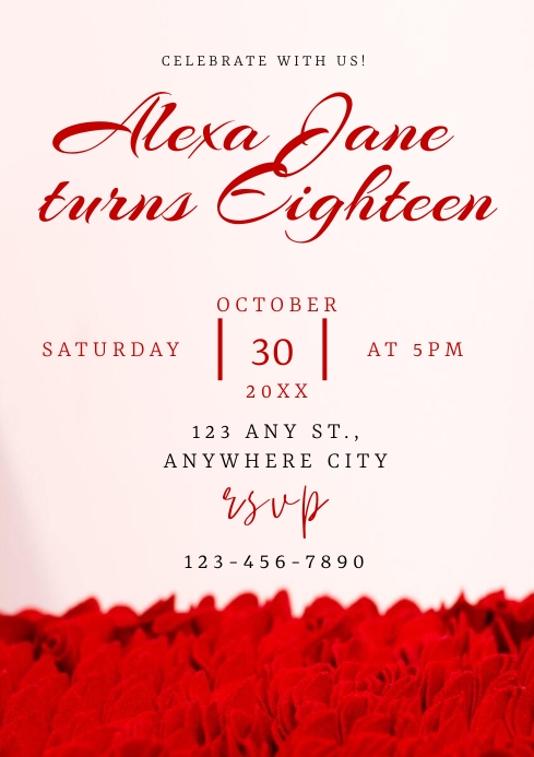 elegant red birthday invitation Template | PosterMyWall