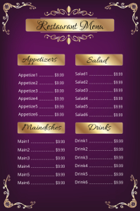 Elegant Restaurant Menu Template | PosterMyWall