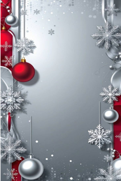 Elegant Silver & Red Christmas Border - Winter Holiday Photo Frame ...