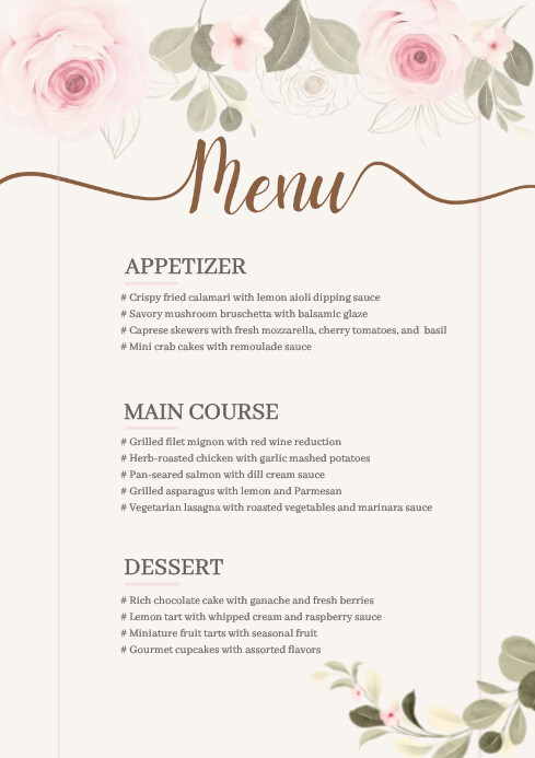 elegant simple menu Template | PosterMyWall