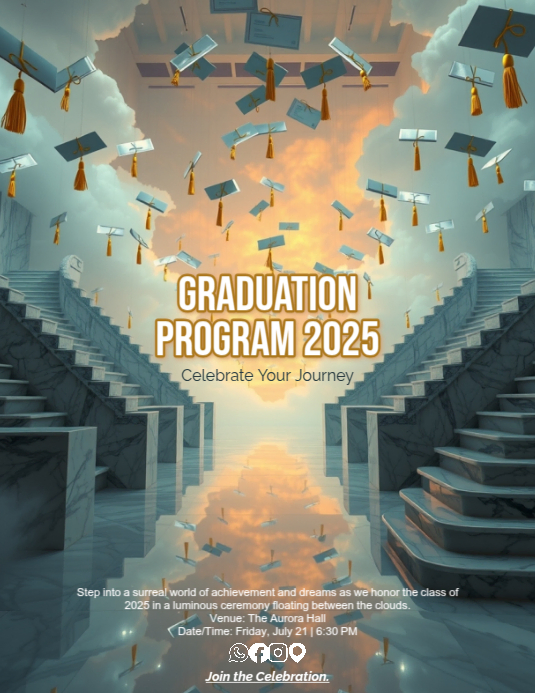 Elegant Surreal Graduation Ceremony Flyer Template | PosterMyWall