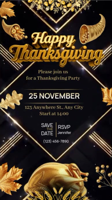 Elegant Thanksgiving Family Dinner Poster Template | PosterMyWall