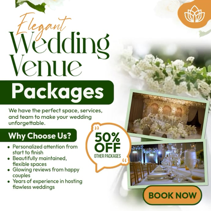 Elegant Wedding Venue Template | PosterMyWall