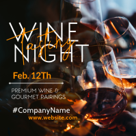 Elegant Wine Night Poster – Black & Amber Luxury Wine Tasting Event Template | PosterMyWall