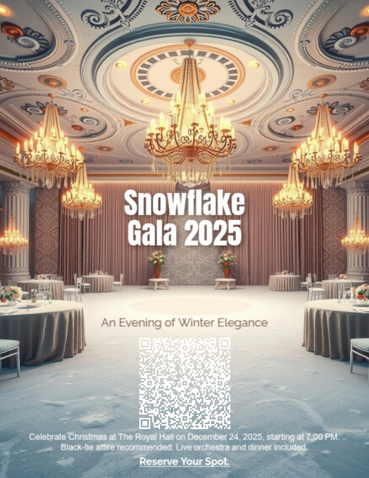 Elegant Winter Ball Christmas Flyer Template | Holiday Gala Design ...
