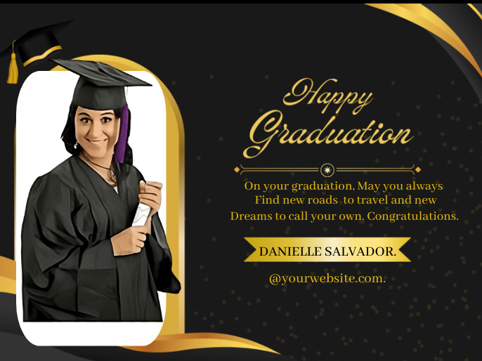 Copy of Elegant Yellow And Black Happy Graduation Onl | PosterMyWall