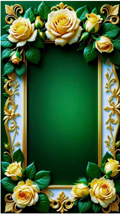 Modello Elegant yellow rose gold frame on green | PosterMyWall