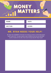 Green School Math Worksheet Template | PosterMyWall