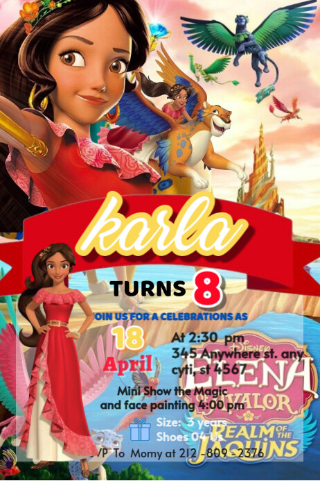 Elena of valor invitation Brithday party temple Gril celebration kids ...