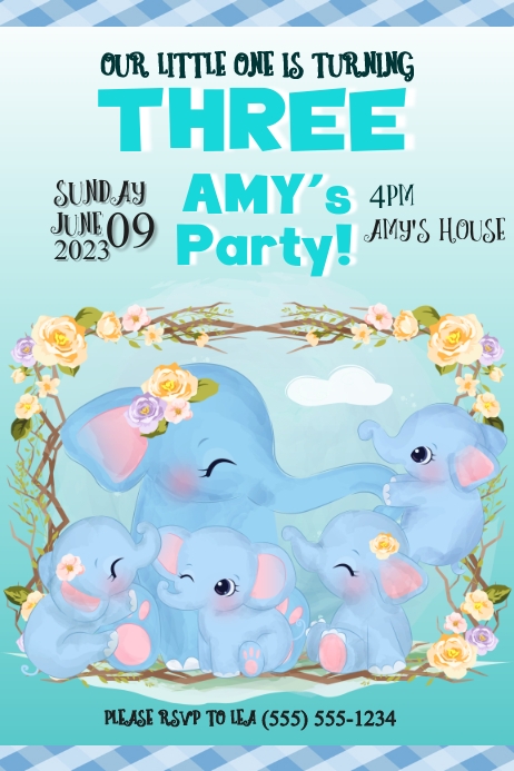 Copy of Elephant Themed Birthday Invitation Poster | PosterMyWall