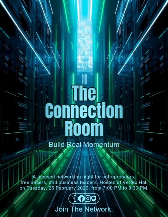 Elite Business Networking Neon Abstract Flyer Template | PosterMyWall