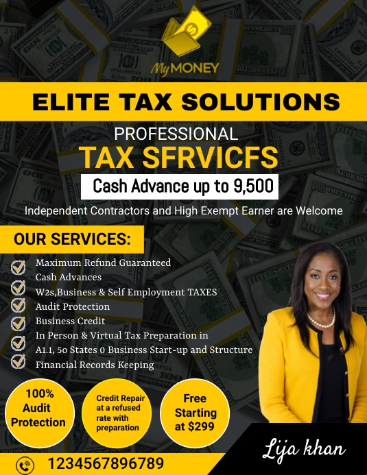 ELITE TAX SOLUTION FLYER Template | PosterMyWall